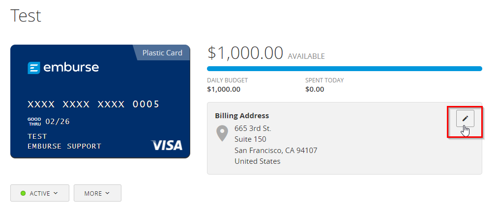 What is the card's billing address? – Emburse Cards Help Center